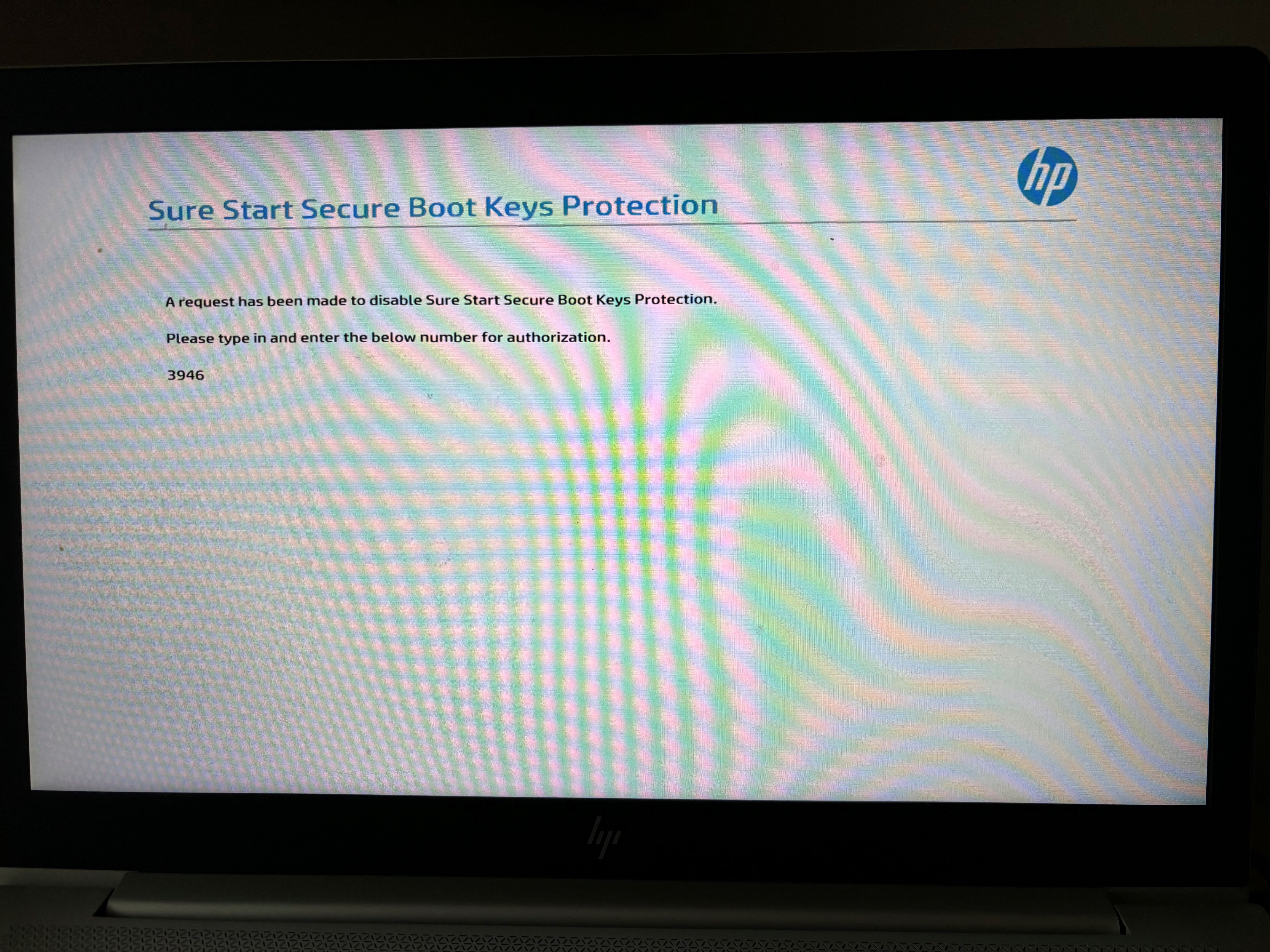 I had this screen to disable Secure Start randomly appear wi... - HP ...