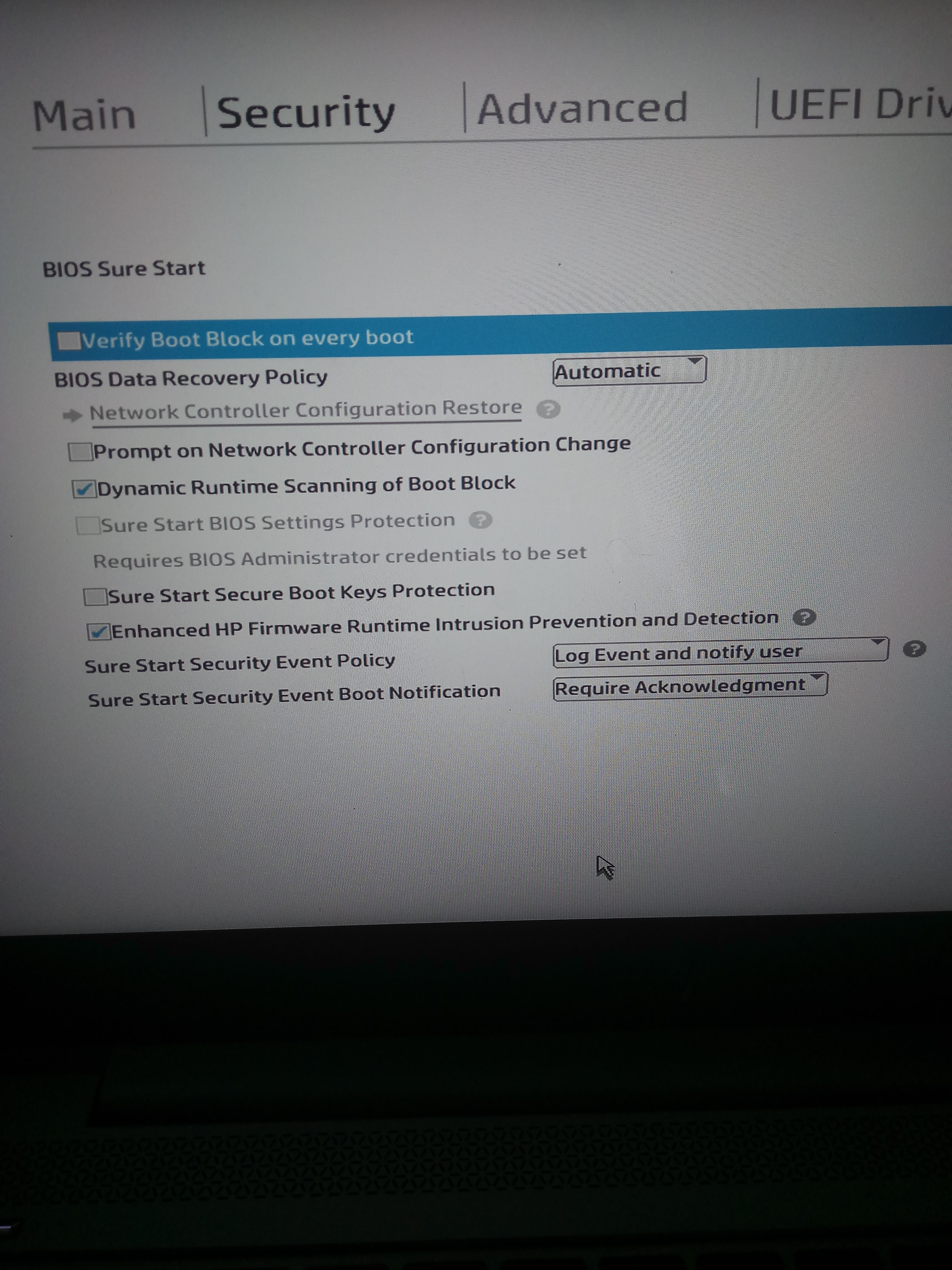 HP sure start - HP Support Community - 9029816