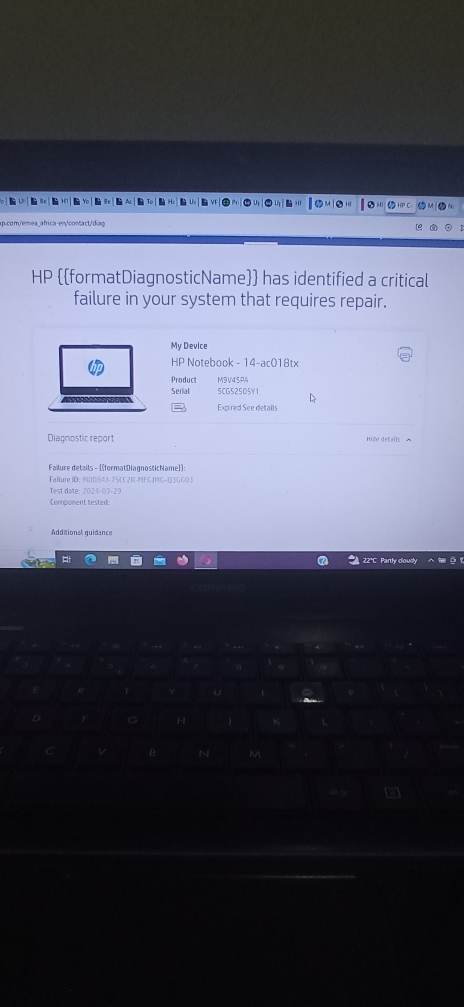Failure ID: M0D84J-7SCC2R-MFGJMG-Q3GG03 - HP Support Community - 9031157