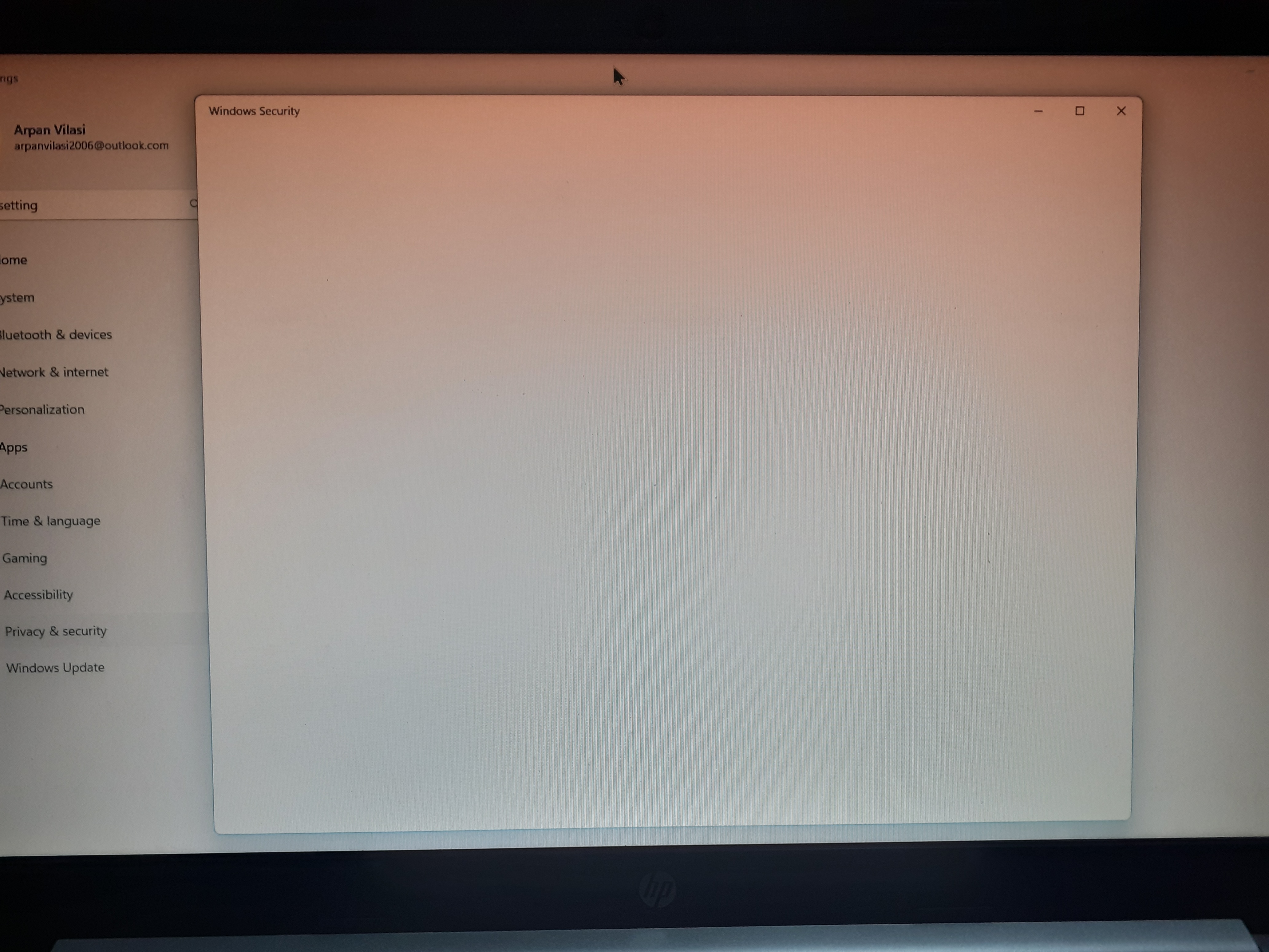 Windows security option is not openings - HP Support Community - 9031523
