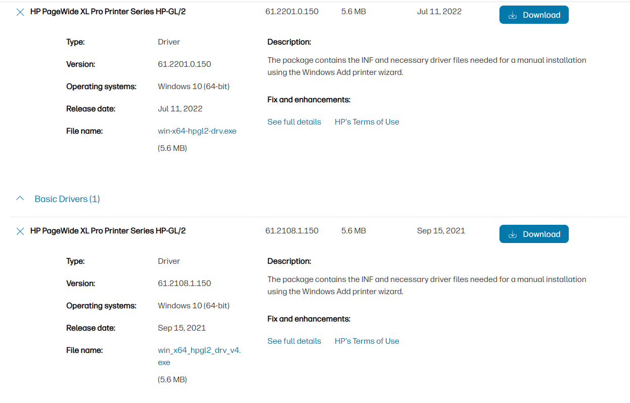 Need type 3 / V3 drivers for a HP Pagewide XL MFP - HP Support ...