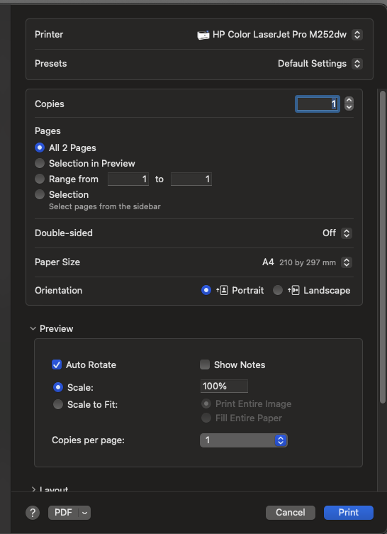 Solved: No Color Print option in macos Sonoma print dialog - HP Support ...