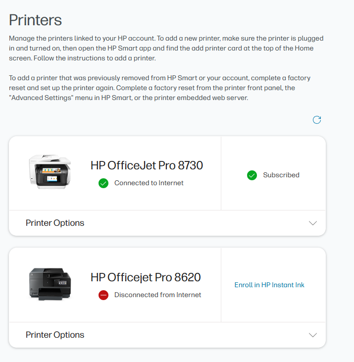 Solved: Unrolled a non connected printer from instant ink - HP Support ...
