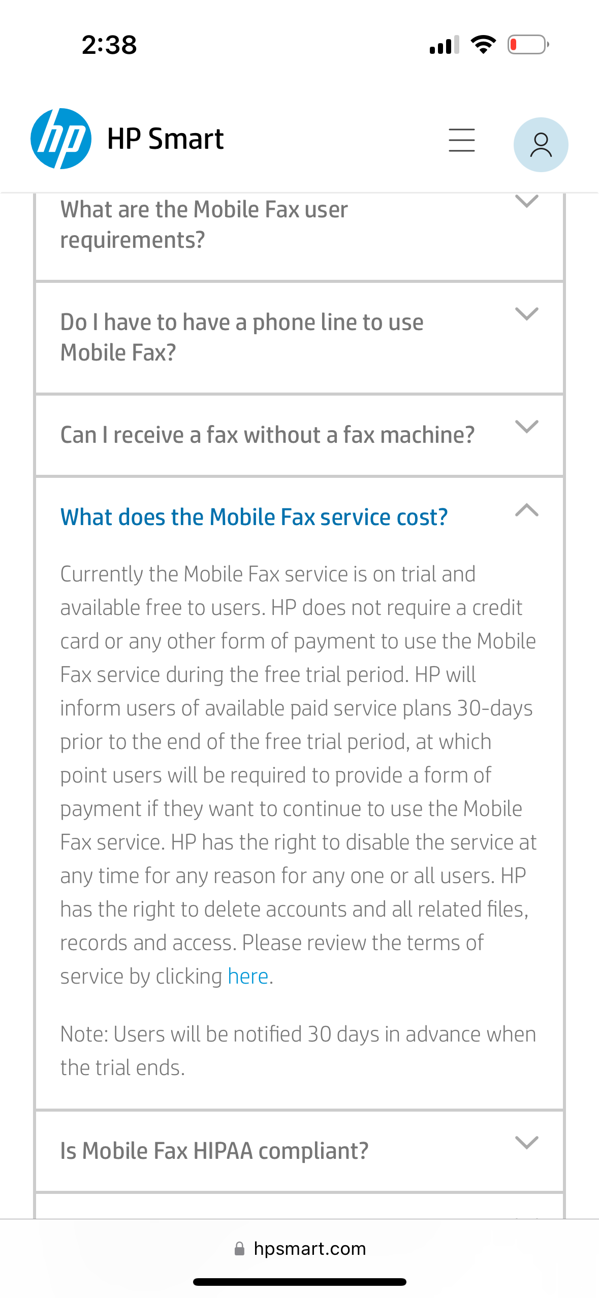 How to cancel Mobile Fax Trial? - HP Support Community - 9095054