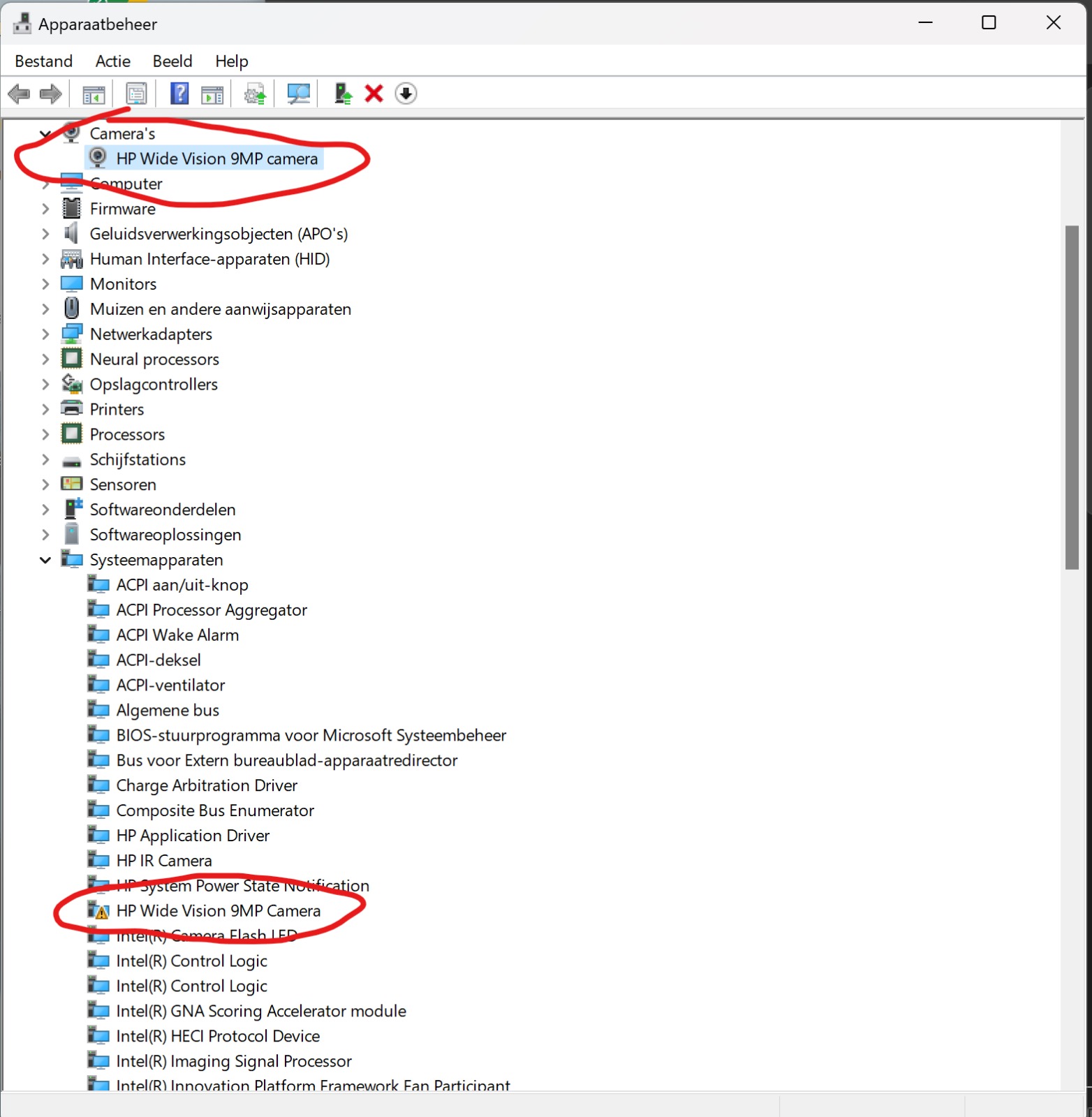 HP wide vision 9mp camera not working after months showing "... - HP ...