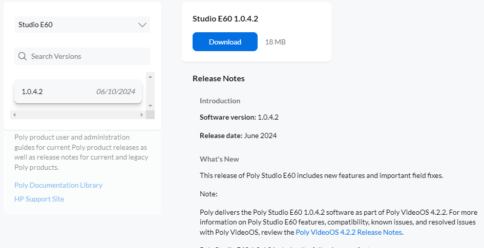 [Software] Poly Studio E60 v1.0.4.2 was released - HP Support Community ...