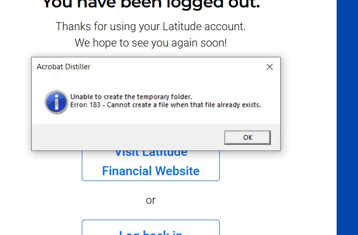 Acrobat distiller error window appears - HP Support Community - 9105509