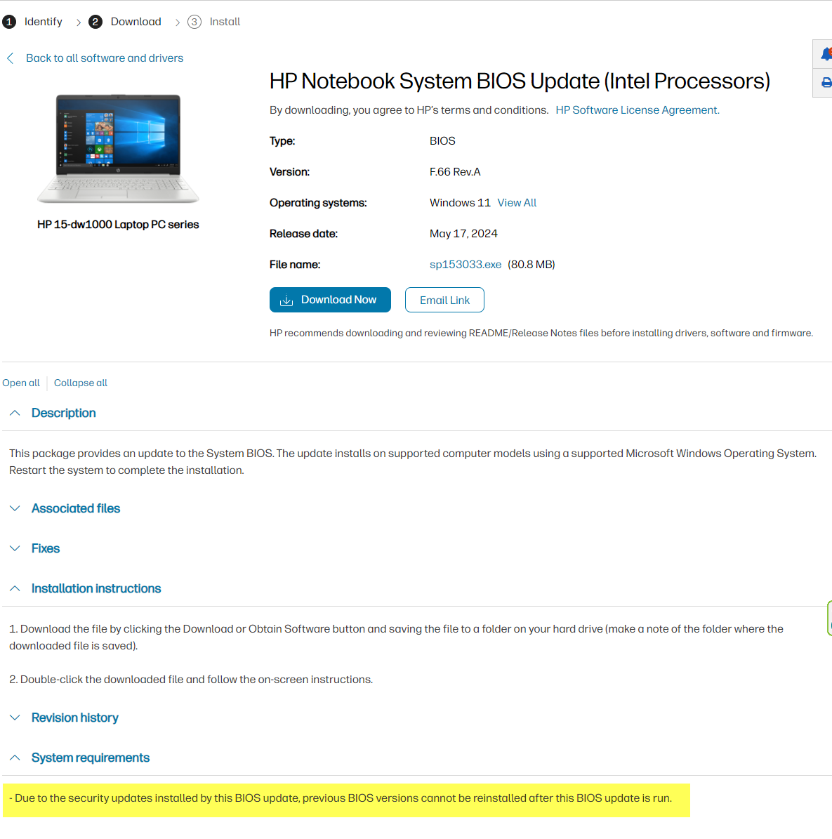 Need link for old bios version - HP Support Community - 9106264