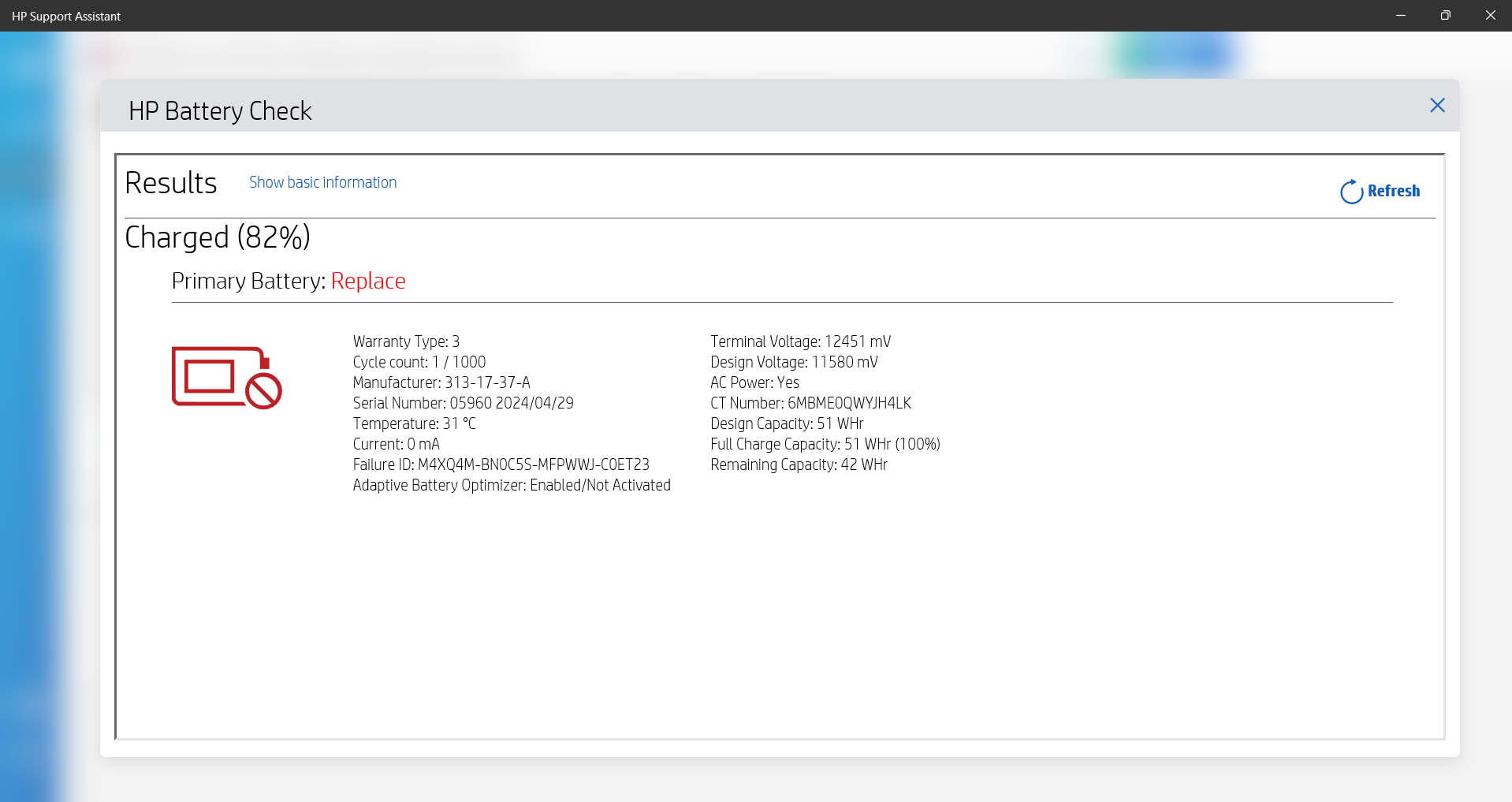 Baterry failure for a second consequtive time. Failure ID: M... - HP ...