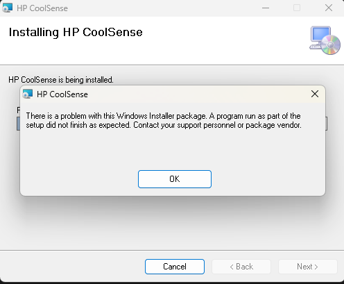 Can't install Coolsense - HP Support Community - 9114950