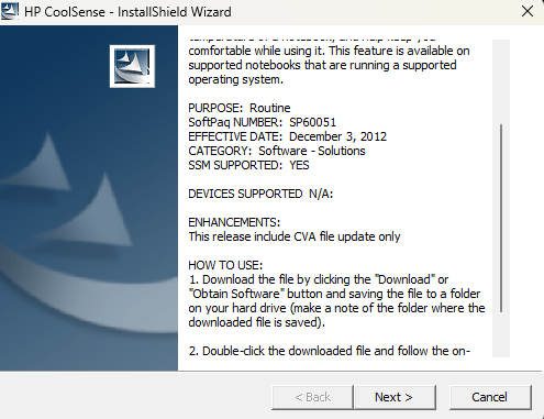 Can't install Coolsense - HP Support Community - 9114950