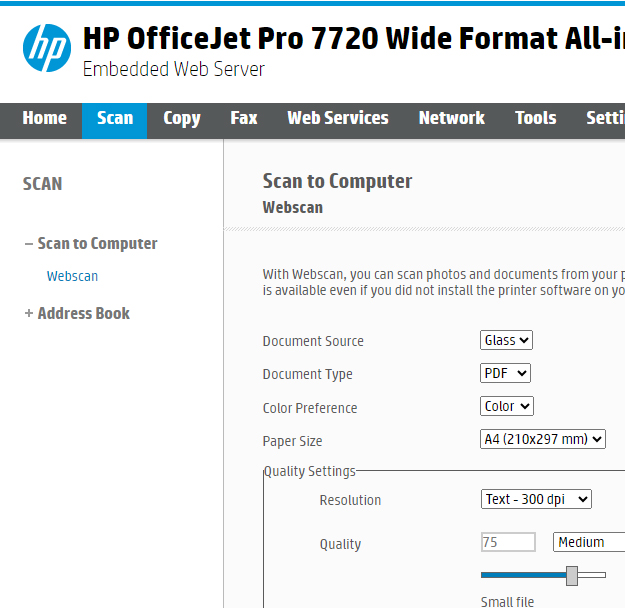Does the HP OfficeJet Pro 7720 have the options to Scan-to-E... - HP ...