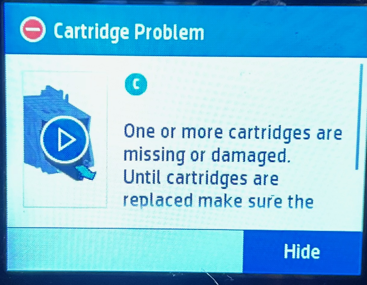 HP 9010 returns printed defective error on CYAN after trying... - HP ...