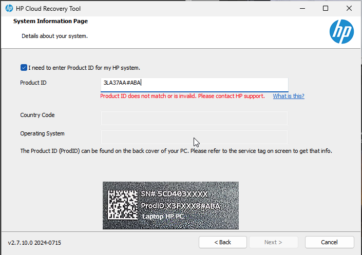 HP Pavilion unable to use HP cloud recovery. - HP Support Community - 9132091