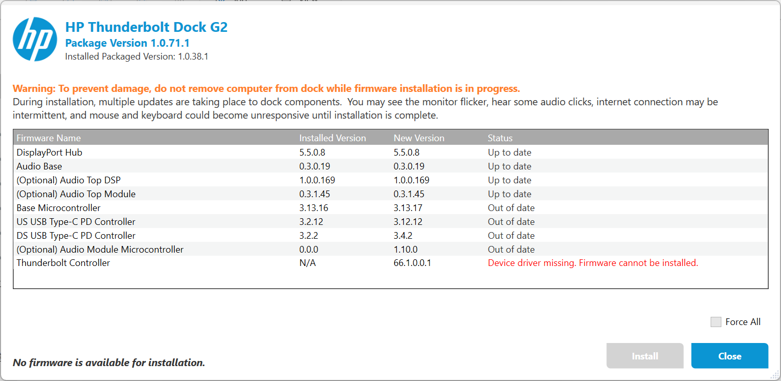 Thunderbolt Dock G2 Audio Module controller not working afte... - HP ...