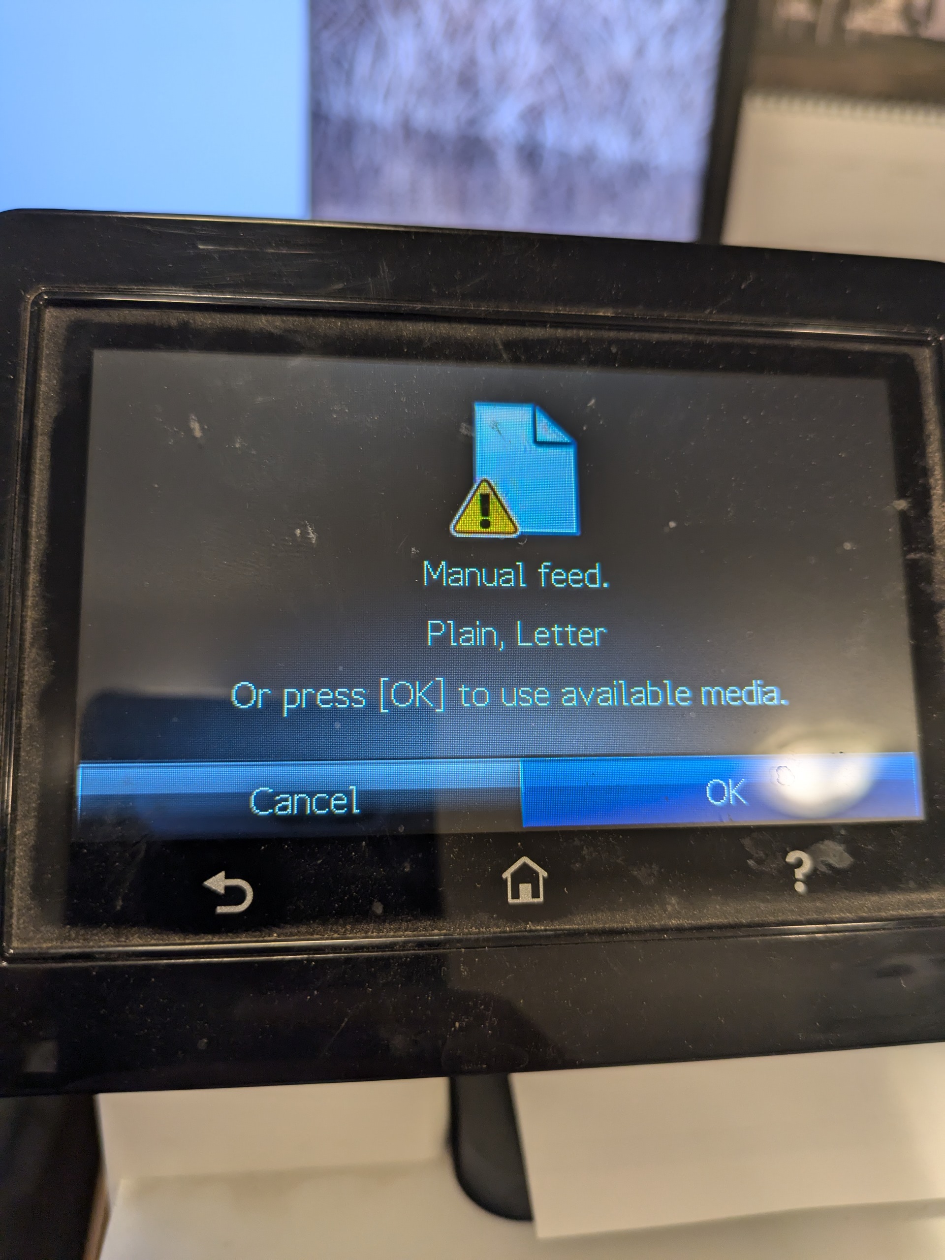 MFP m477 fdw always gives manual feed error before printing - HP ...