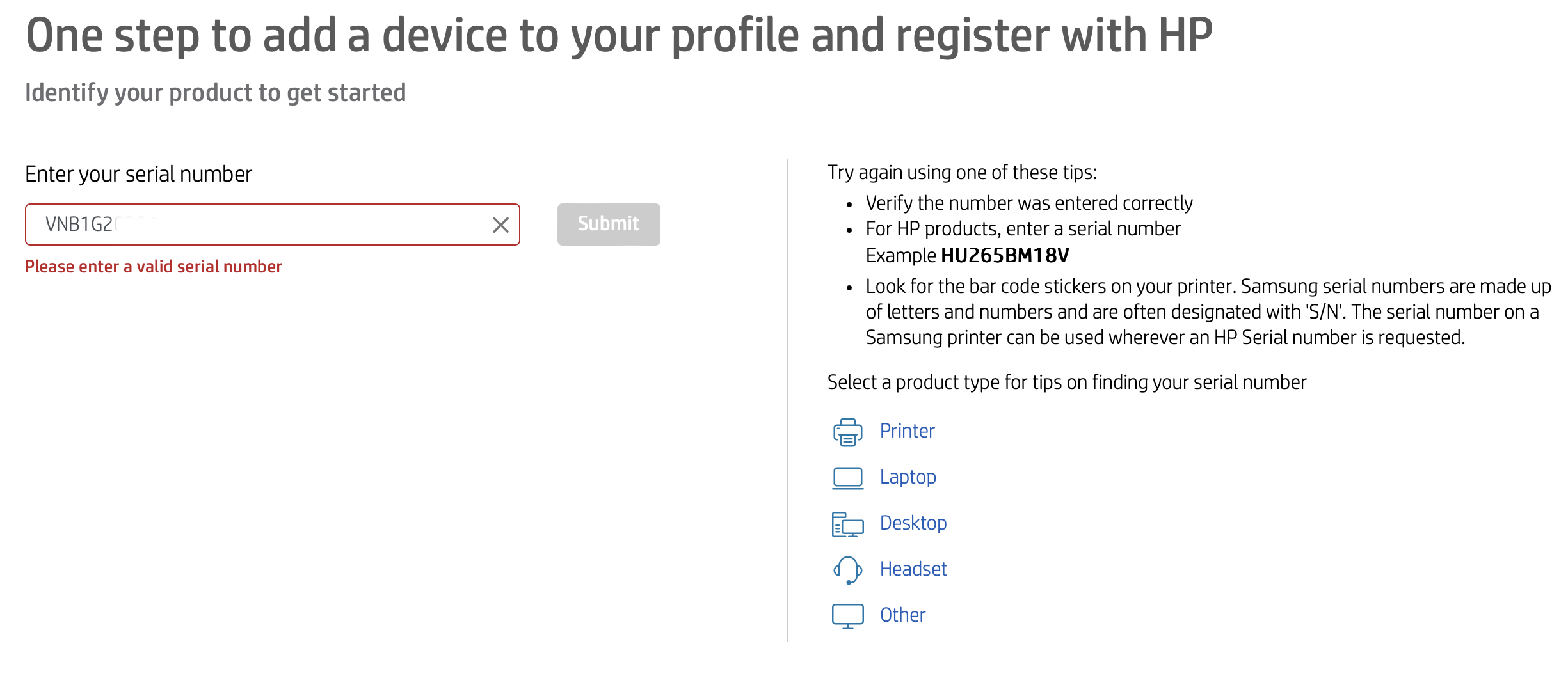 HP Connected Dashboard Rejects New Printer Serial Number - HP Support ...
