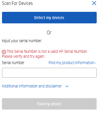 Printer Serial Number Not Recognized - HP Support Community - 9141390