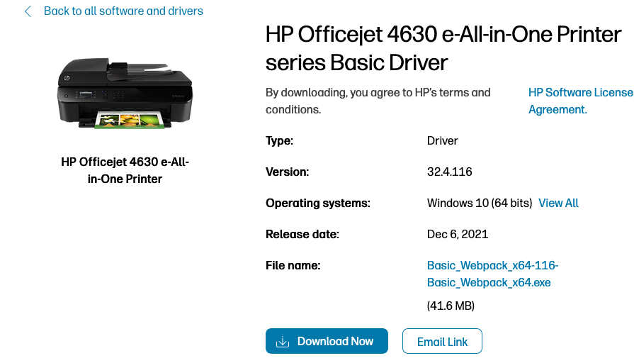 Unable to reinstall old driver for 4630 printer - HP Support Community ...