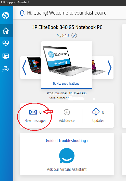 Want to get rid of the "Envelope" over my HP Support Assista... - HP ...