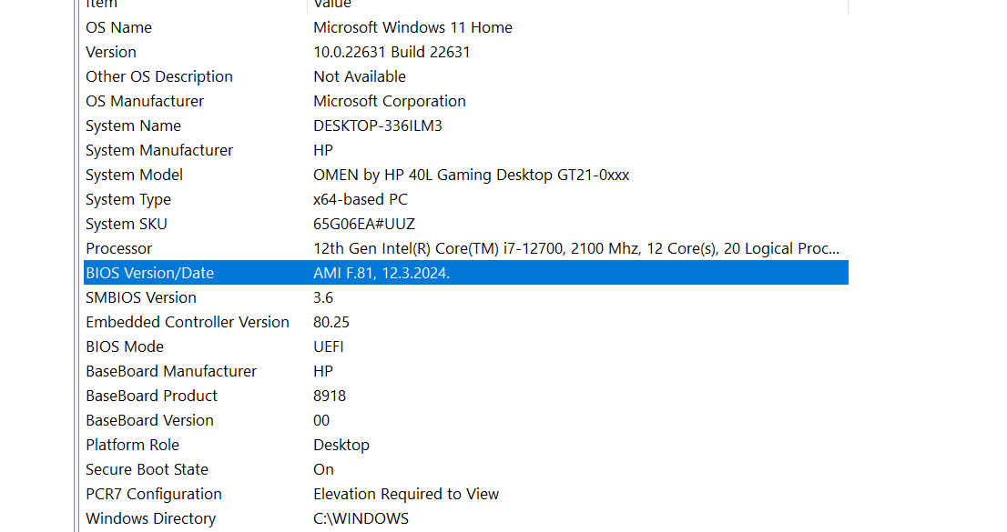 Bios version - HP Support Community - 9160177
