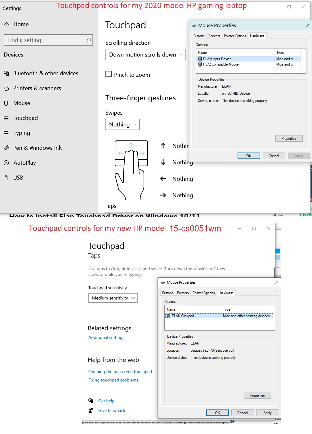 Touchpad on my new HP Laptop model 15-cs0051wm only scrolls ... - HP ...