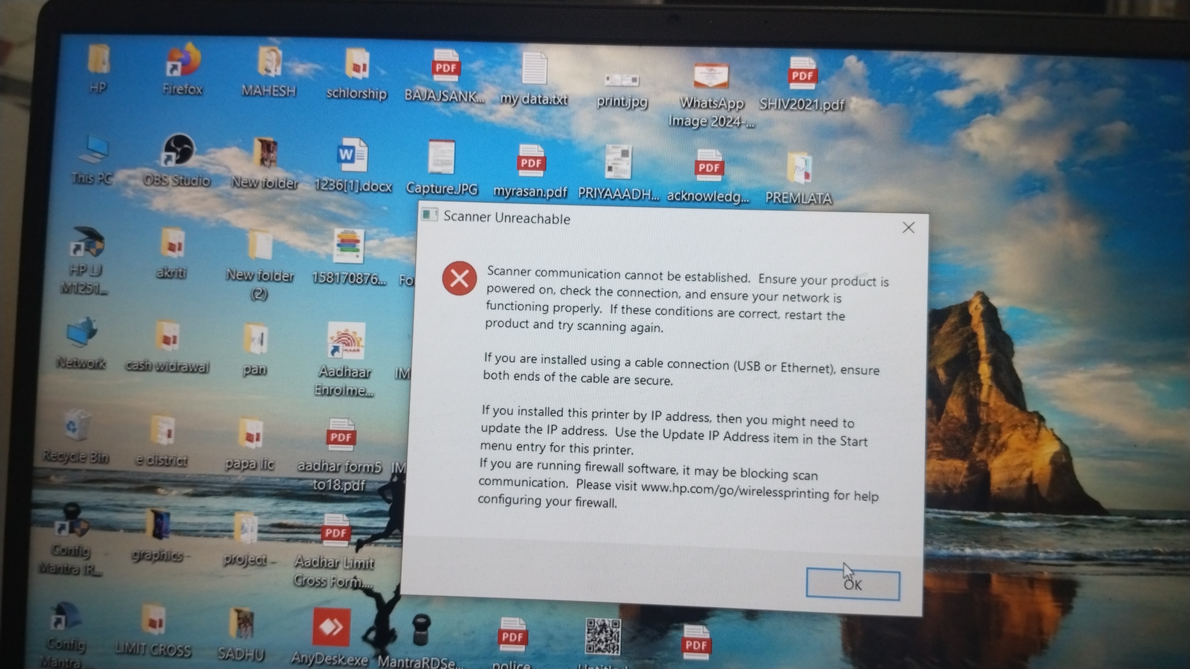 Scanner communication cannot be established. Ensure your pro... - HP ...