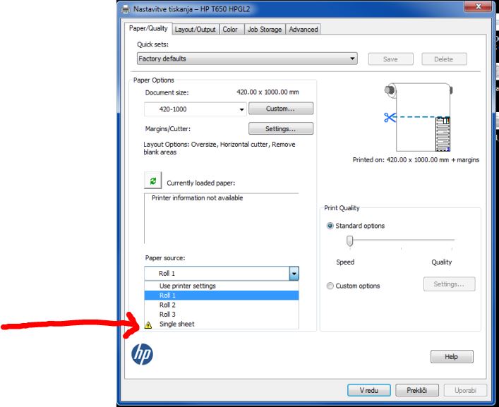 HP DJ T650 HPGL2 "Currently loaded paper" - HP Support Community - 9184806