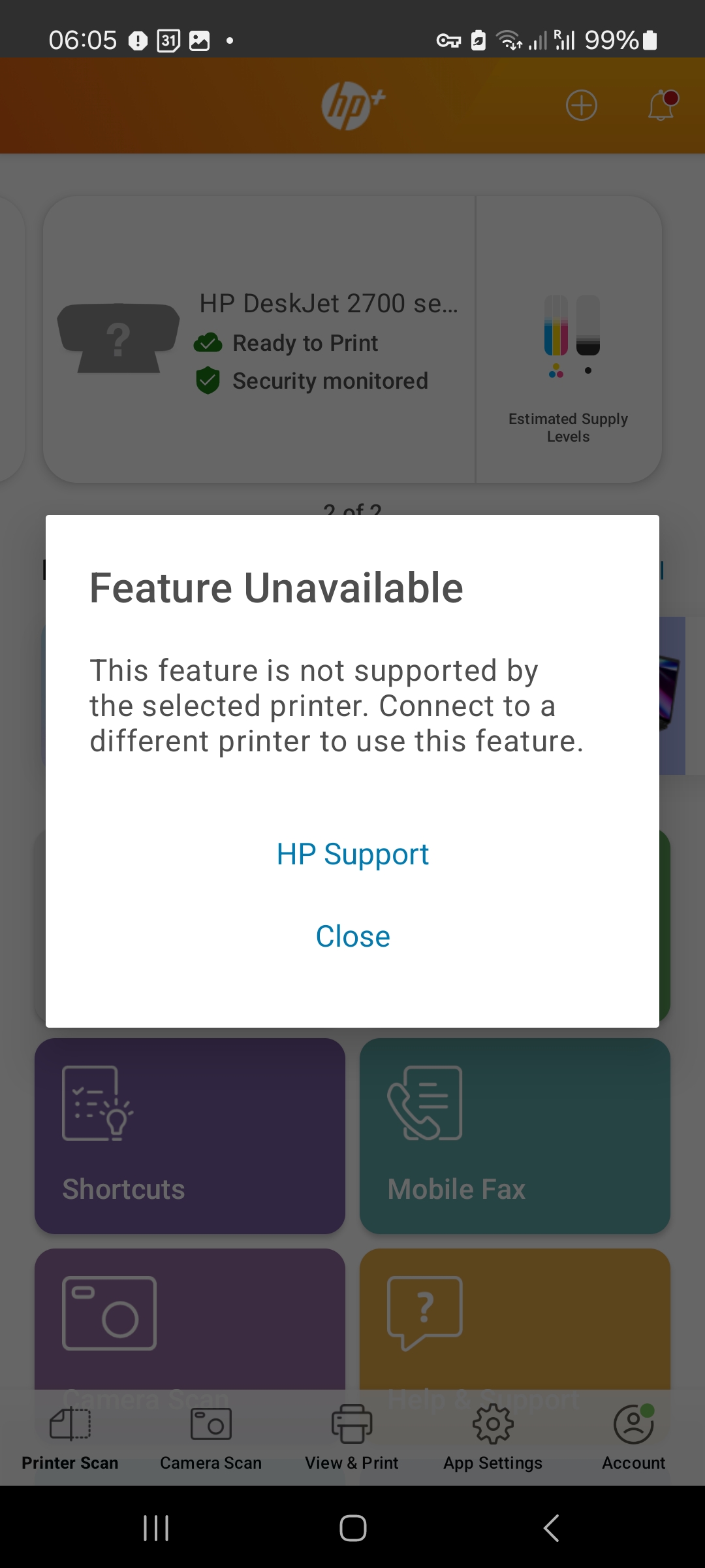 Feature unavailable - scanning - HP Support Community - 9208202