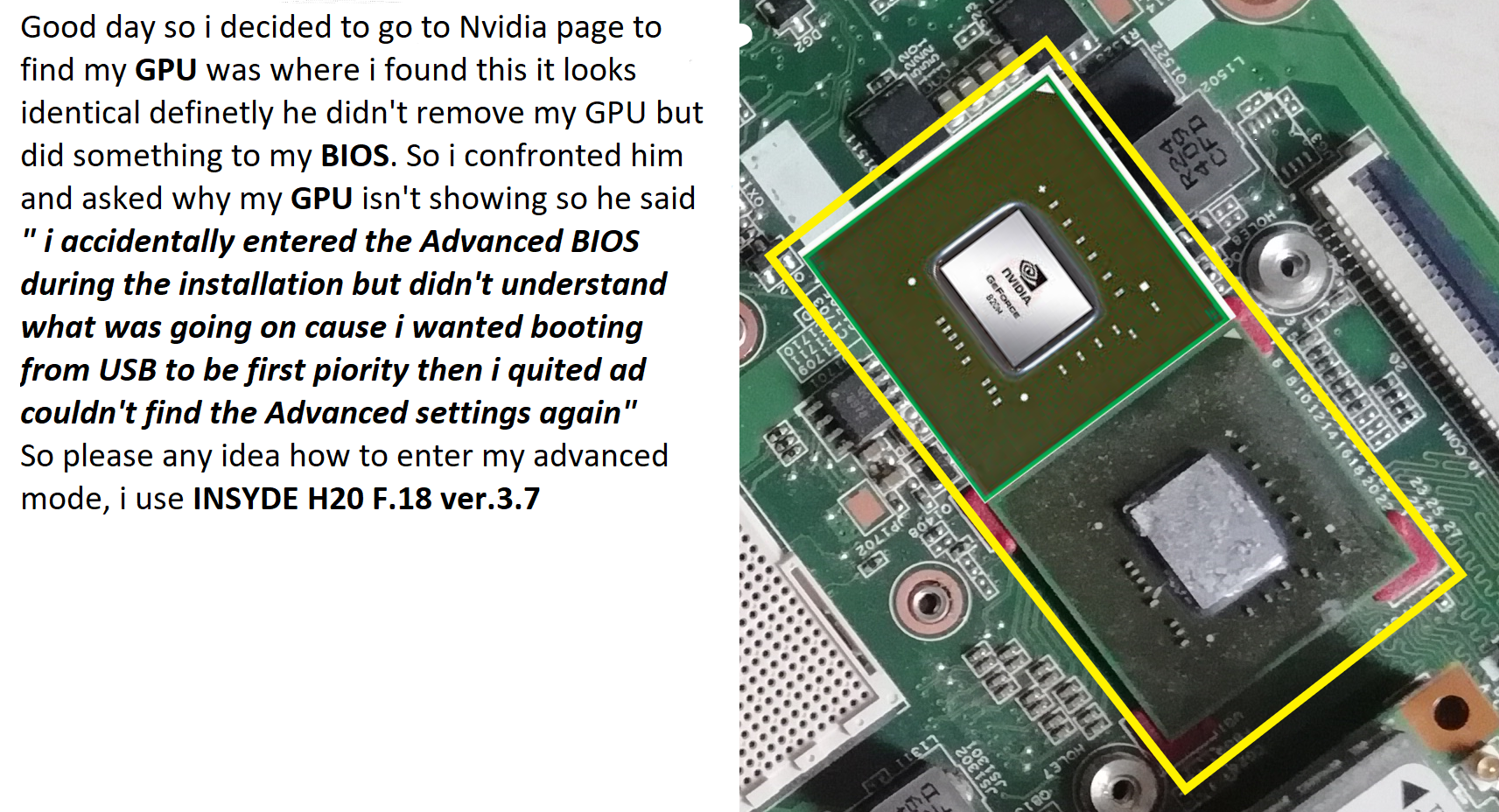 My Nvidia display adapter is disabled in Advanced Bios mode - HP ...