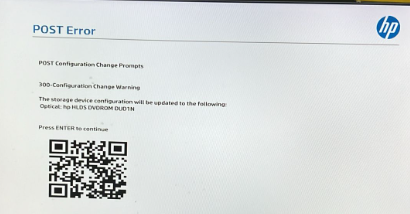 300-configuration change warning The storage device configur... - HP ...