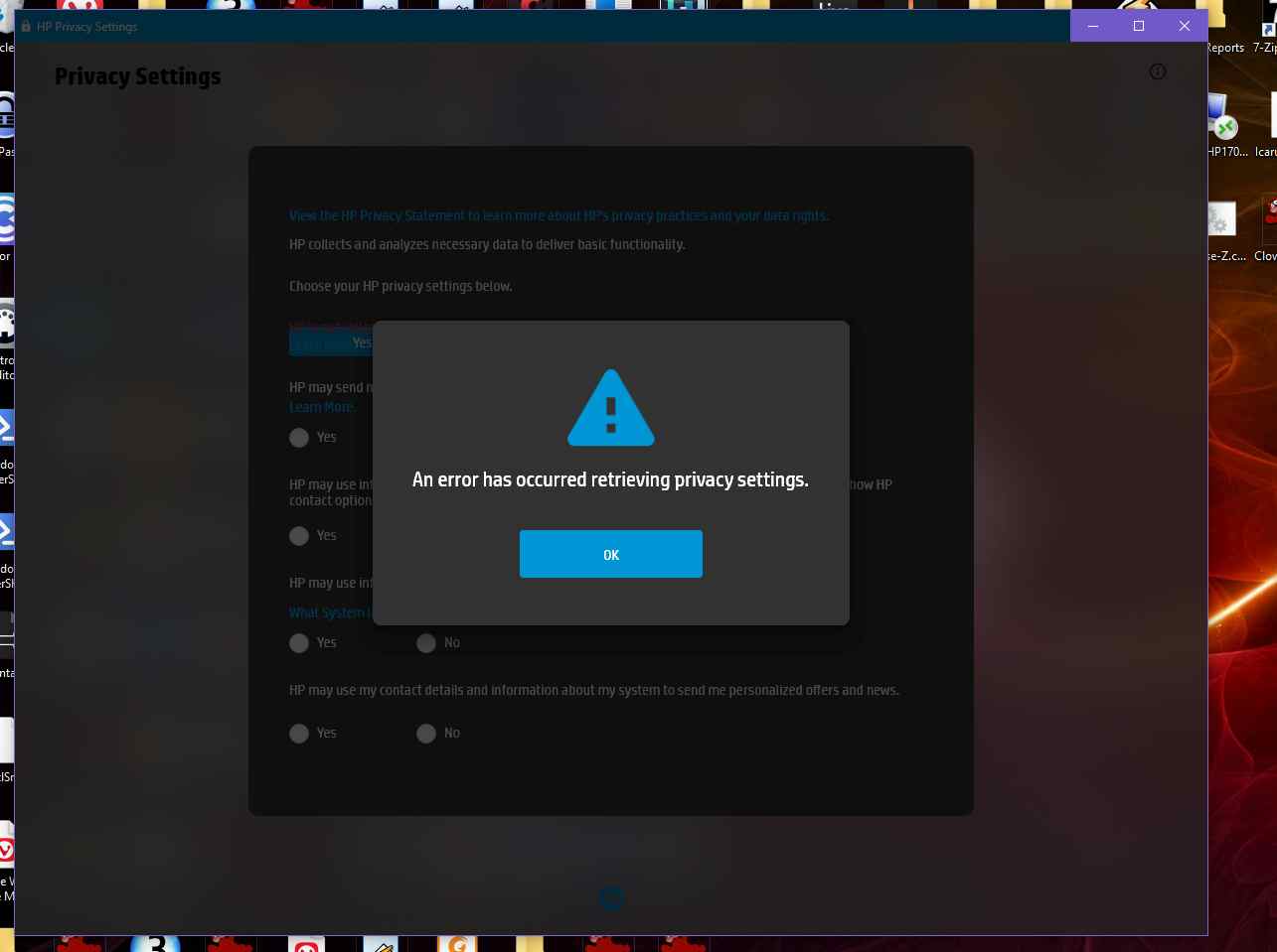HP Privacy Settings error after startup - HP Support Community - 9228769