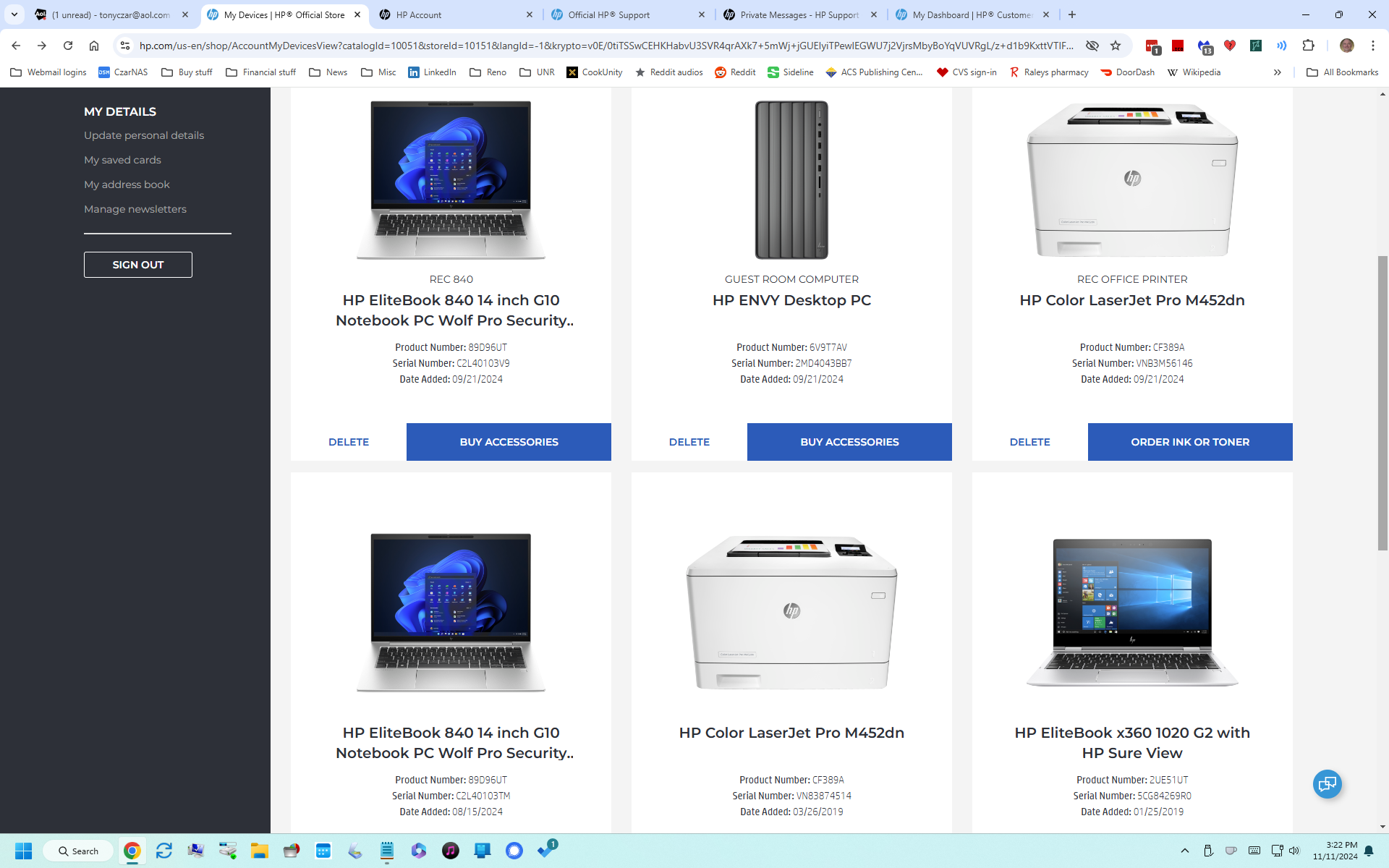 Can't edit My Devices on one HP website - HP Support Community - 9228008