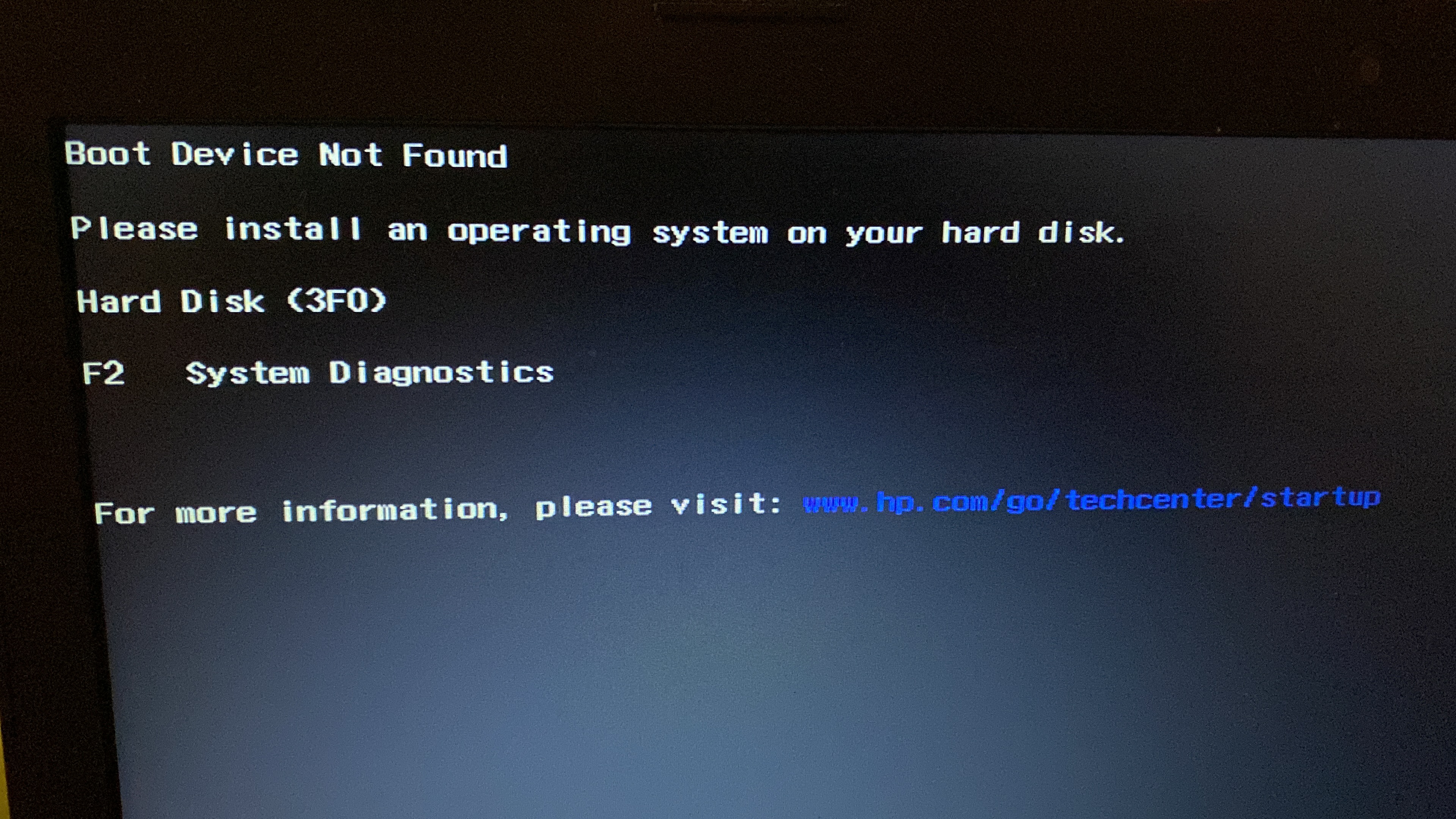 Boot Device Not found - HP Support Community - 9238756