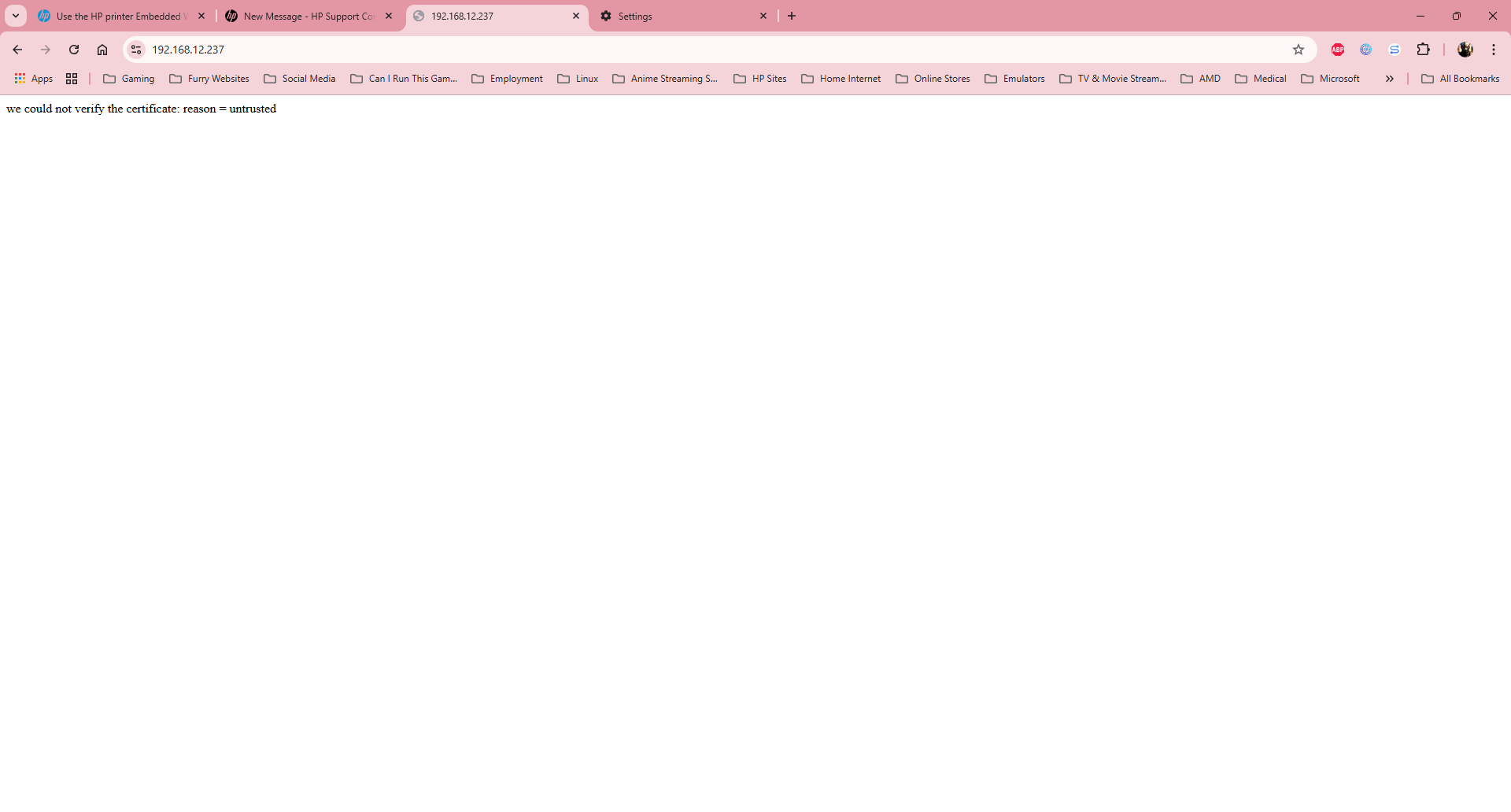 unable to go to EWS on hp envy 4510 printer through browser - HP ...