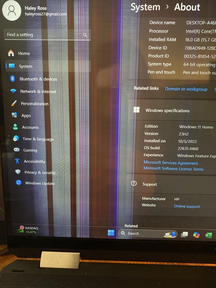 Variety of display distortions - HP Support Community - 9241717