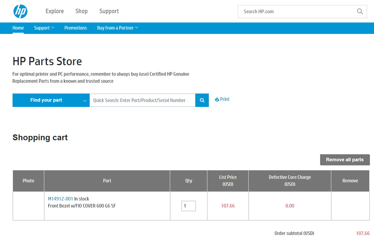 Price Of Plastic Cover - HP Support Community - 9260426