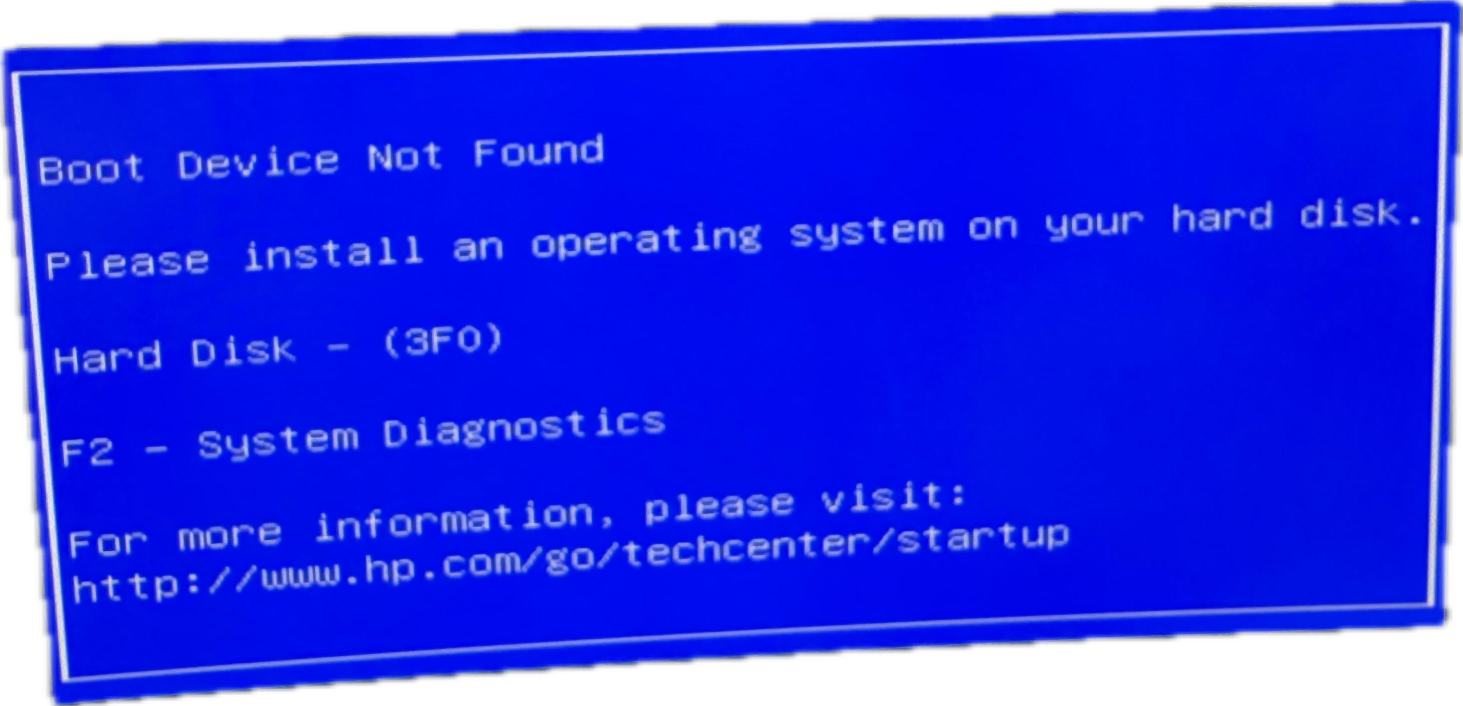 Unable to boot goes directly to as blue dialogue “boot devic... - HP ...