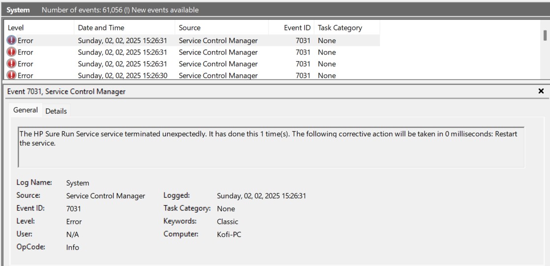 Solved: HP Sure Run has failed to restore the platform software to a ...