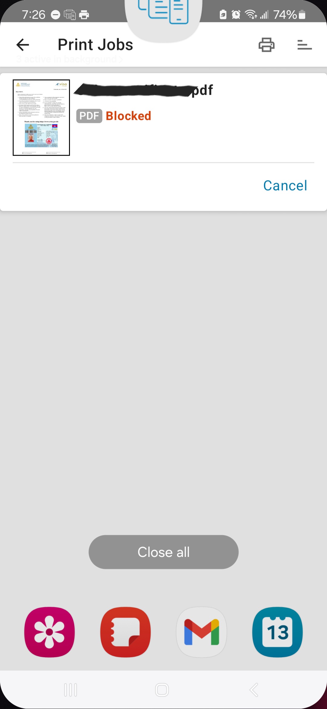 When printing it say Block in the queue,and i would need to ... - HP Support Community - 9305444
