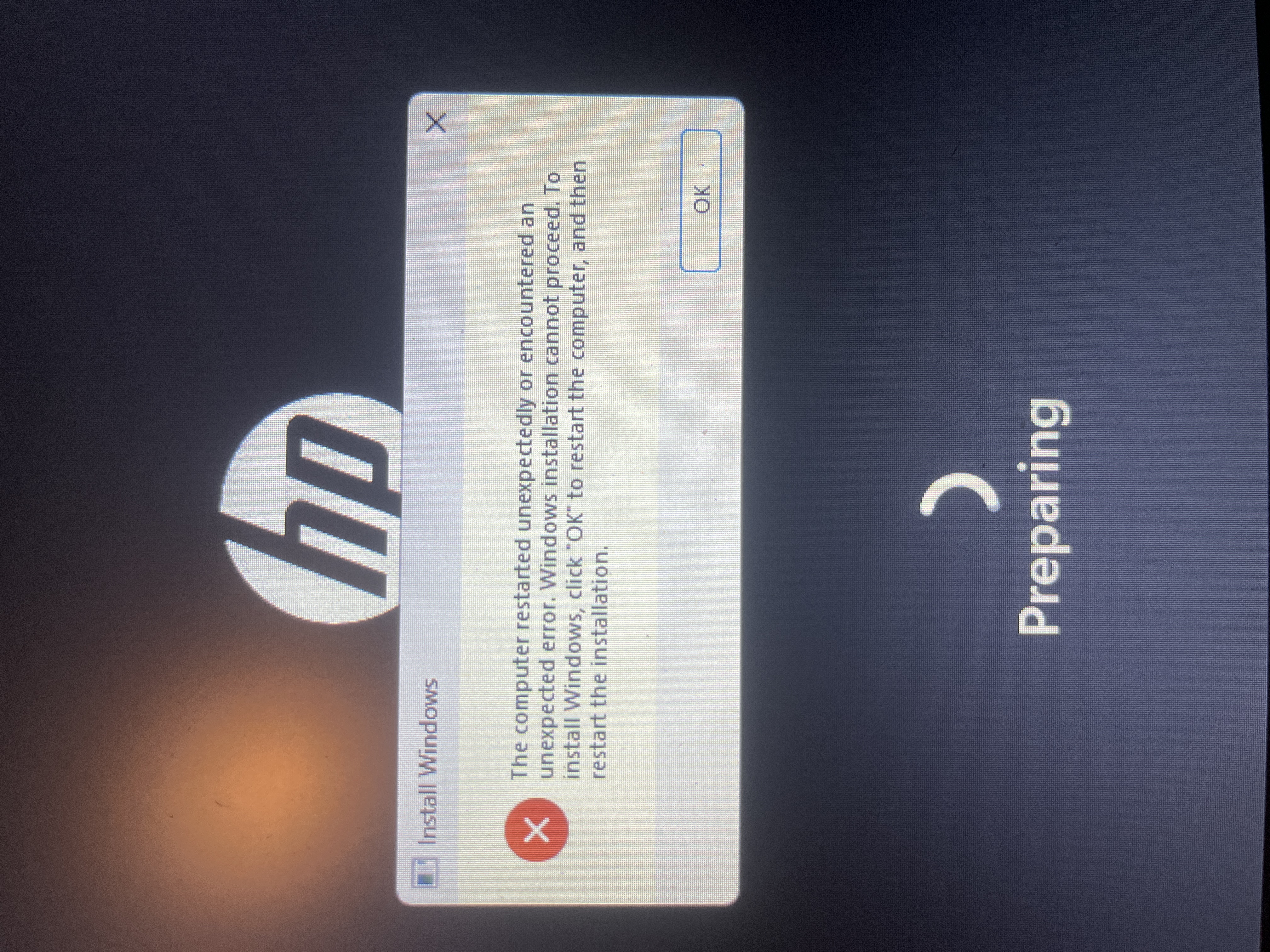 Error message when turning computer on - HP Support Community - 9319517