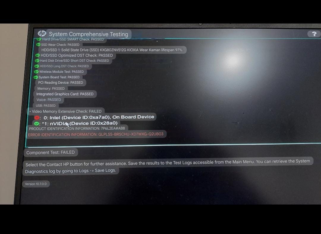 error in computer comprehensive test - HP Support Community - 9327759