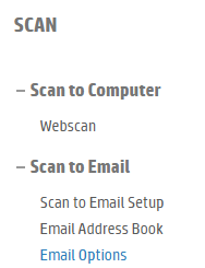 No scan to email option available, just setup - HP Support Community ...