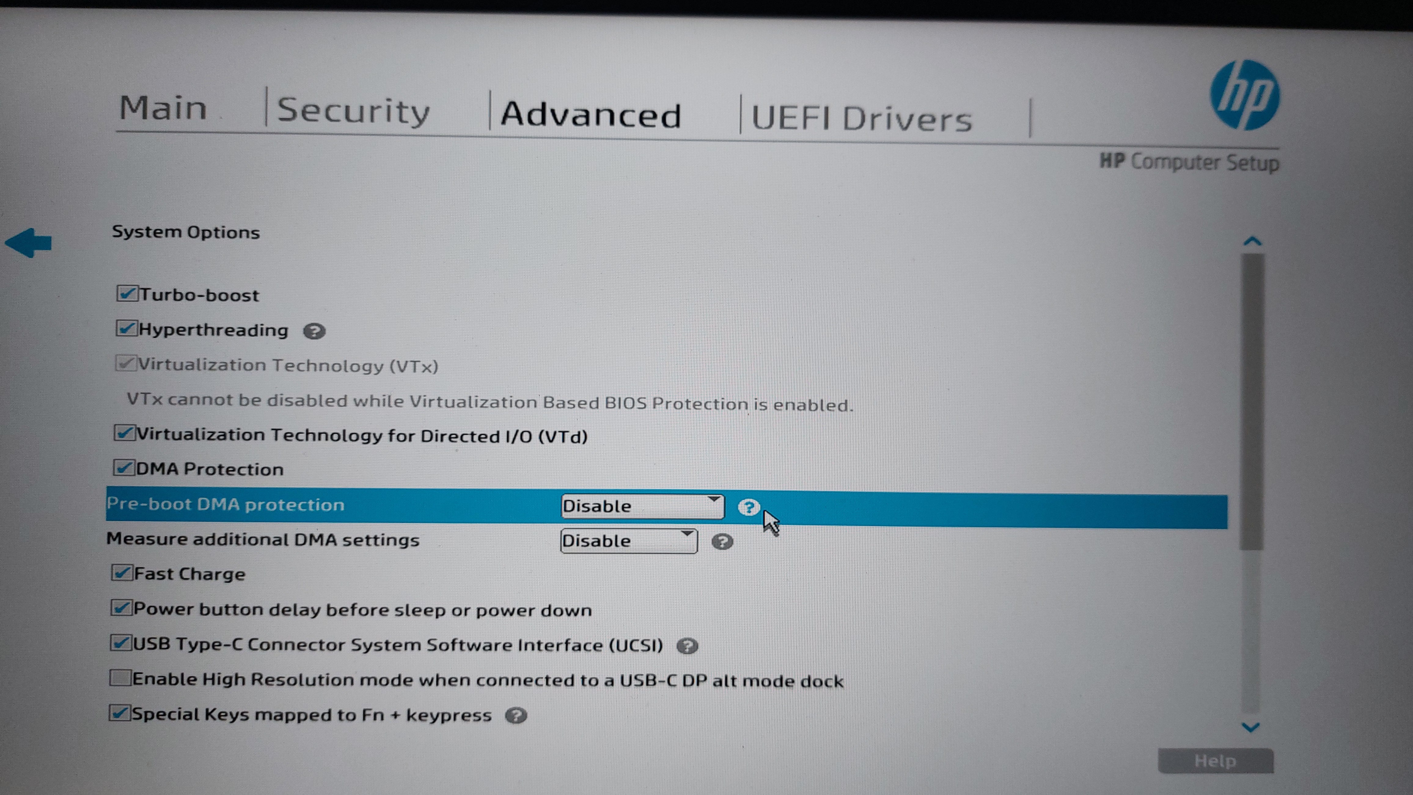 HP 450 G9 Error DMA Protection - HP Support Community - 9228891