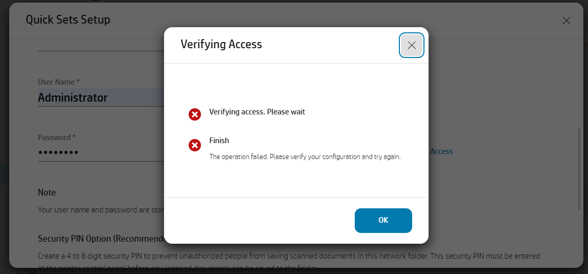 HP 4303 Quick Set type - Network Folder not working - HP Support ...
