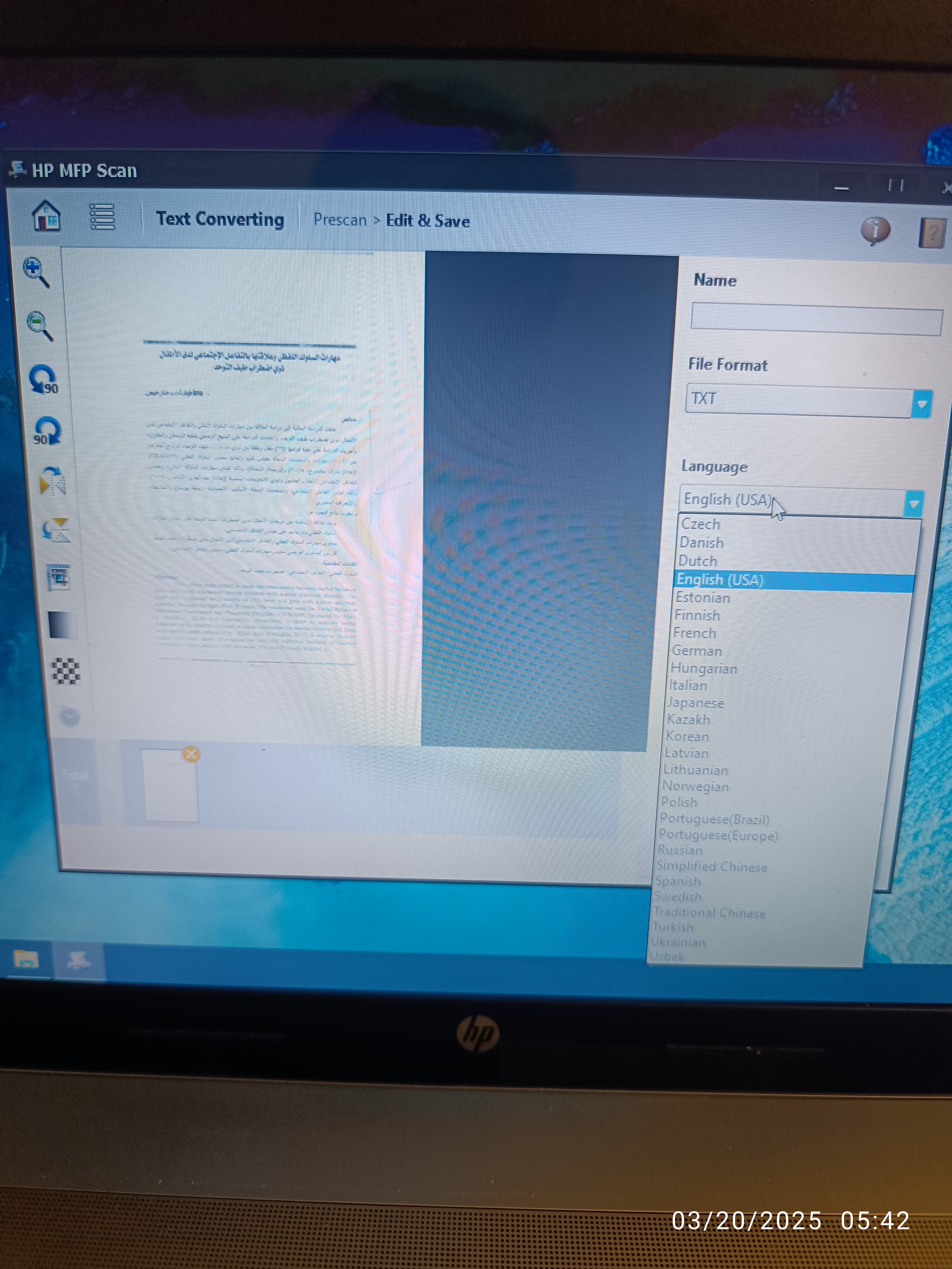 Using HP MFP SCAN on laptop and cant find Arabic language to... - HP ...