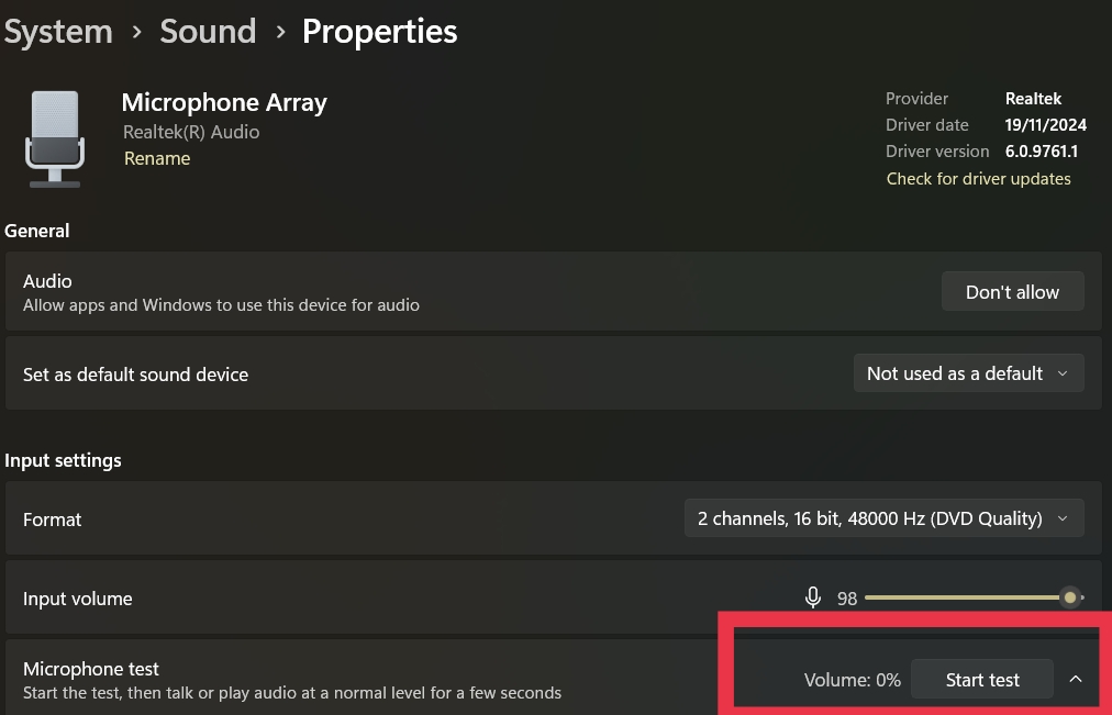 How does the 'test button' work on sound input and output? - HP Support ...