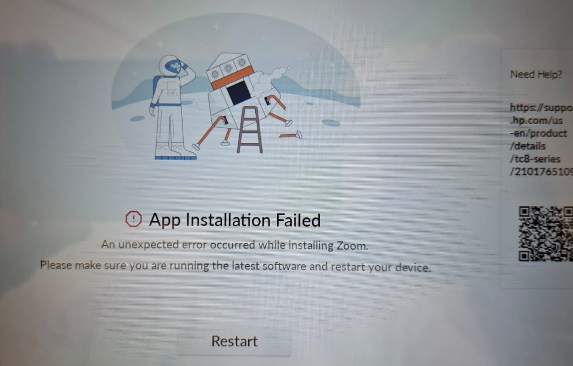 Codec AV Bar Controllers TC8 APP INSTALLATION FAILED - HP Support ...