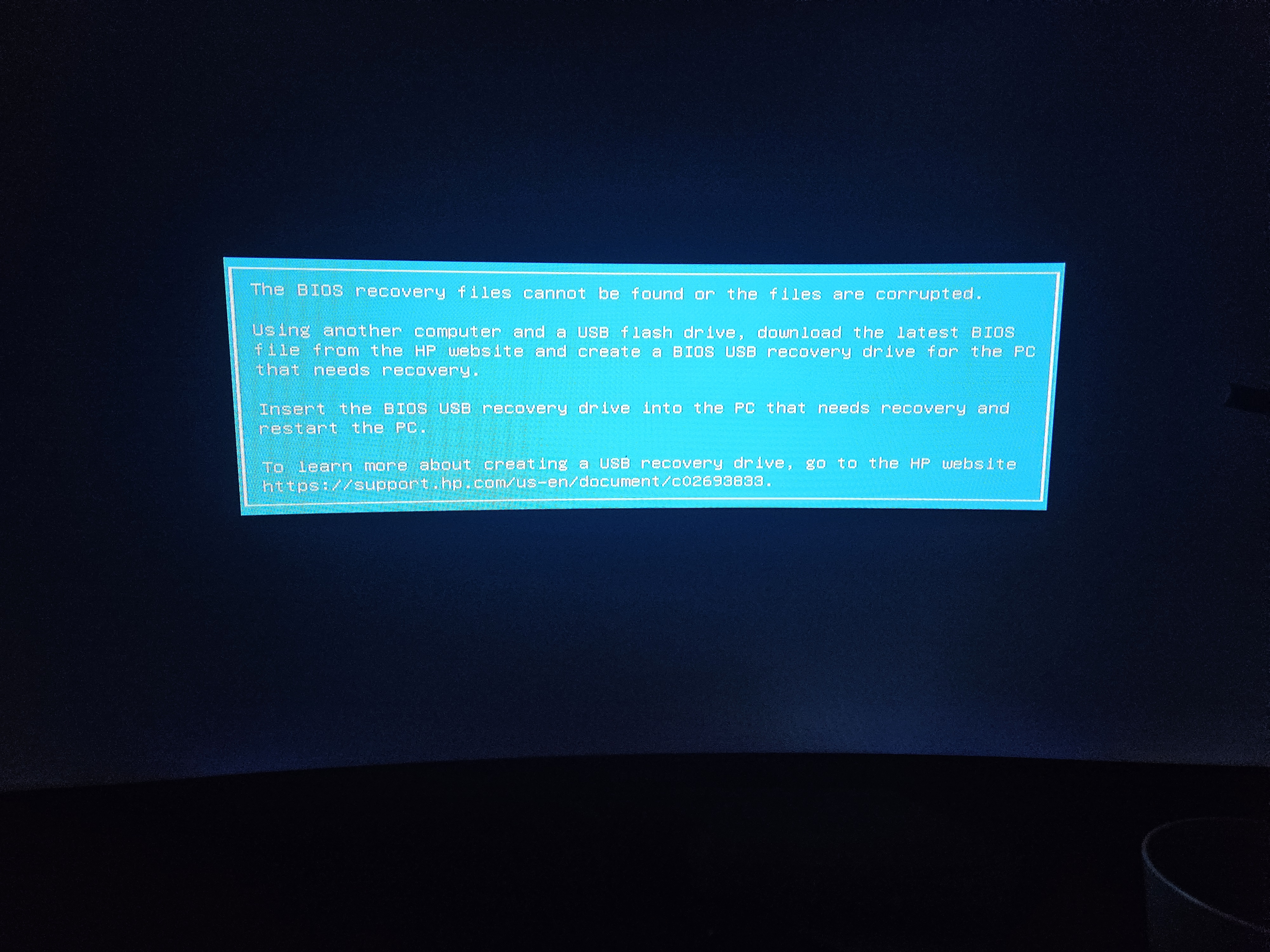 My bios is corrupted or can't be found and I have no clue wh... - HP ...