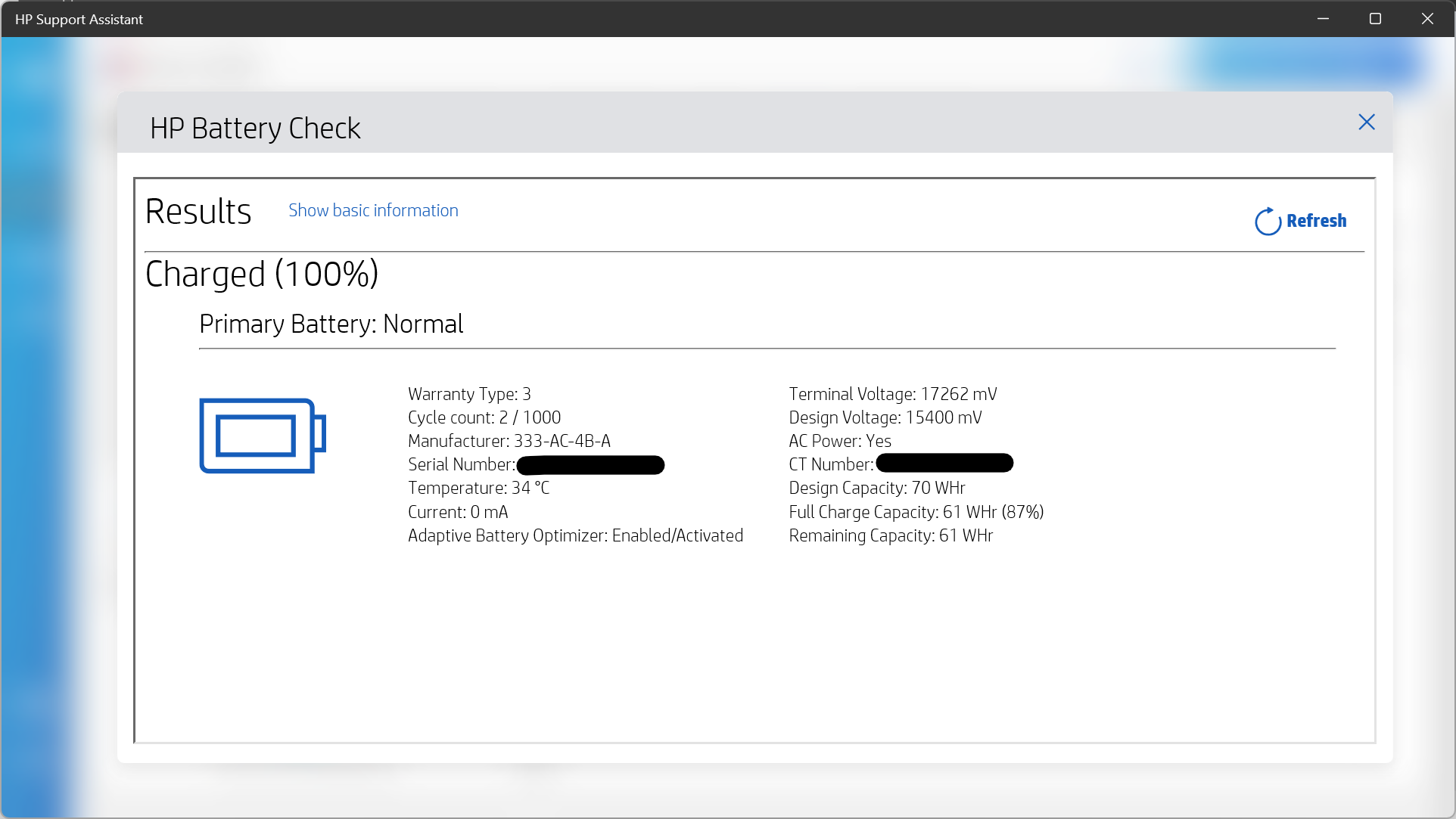 Battery health at 87% after 2 charge cycles (6 months of use... - HP ...